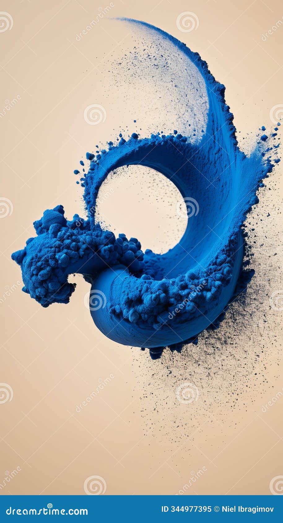 Dynamic Blue Paint Explosion on Beige Background Capturing Movement and ...