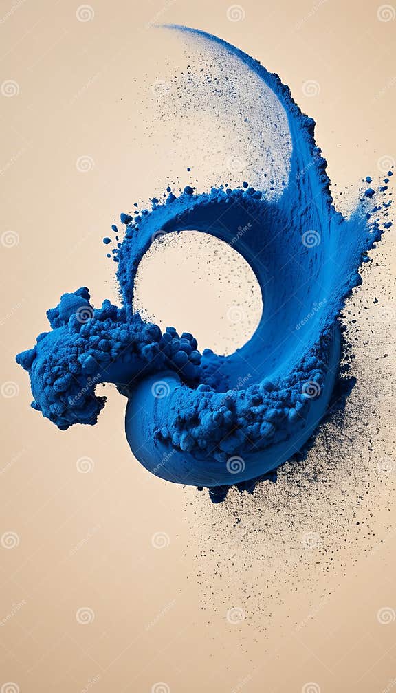Dynamic Blue Paint Explosion on Beige Background Capturing Movement and ...