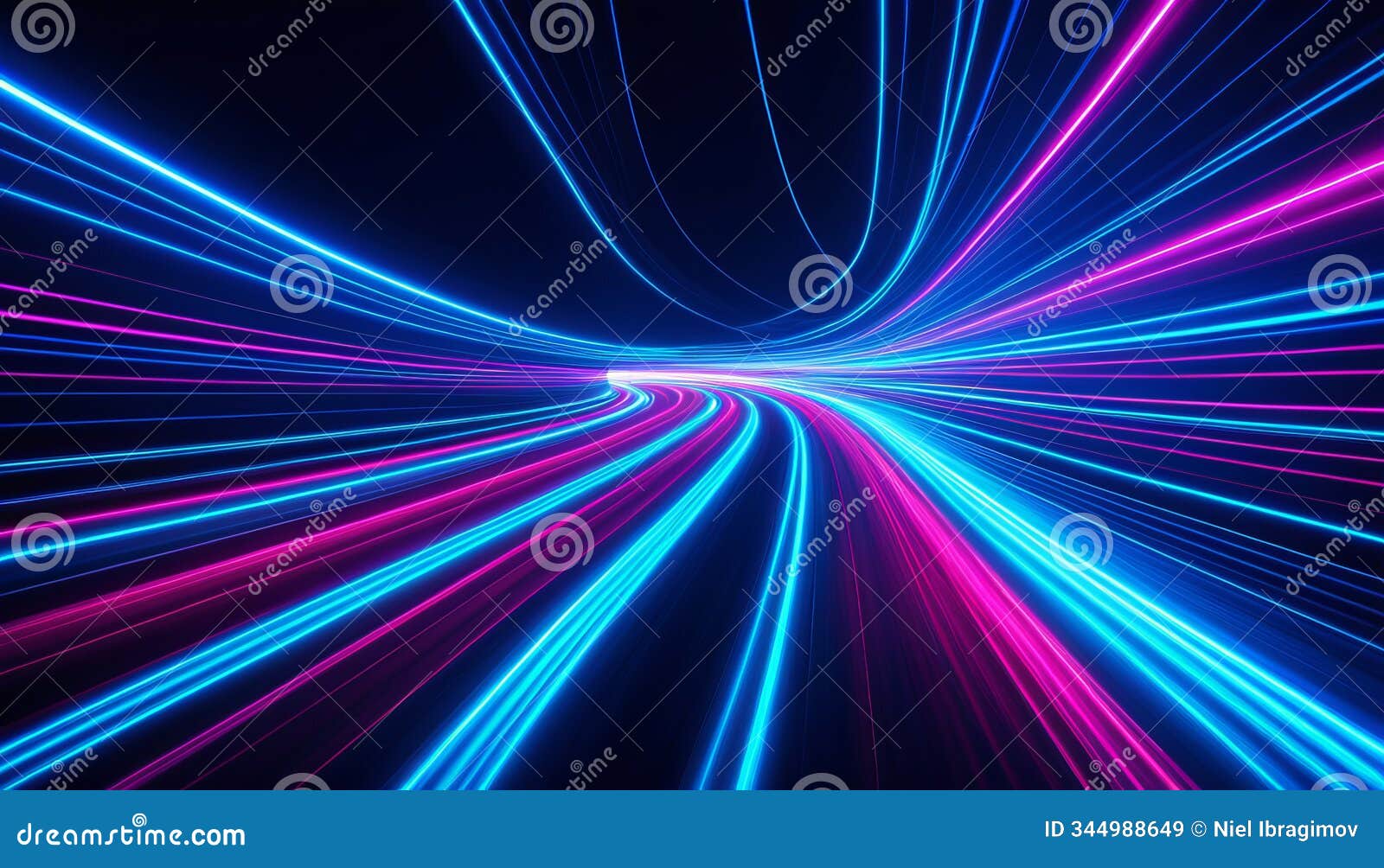 Dynamic Blue and Pink Neon Light Trails Creating Futuristic Motion ...