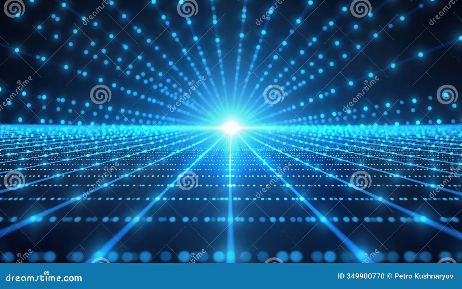 Dynamic Blue Radial Lighting Effect on Grid Perspective Background ...