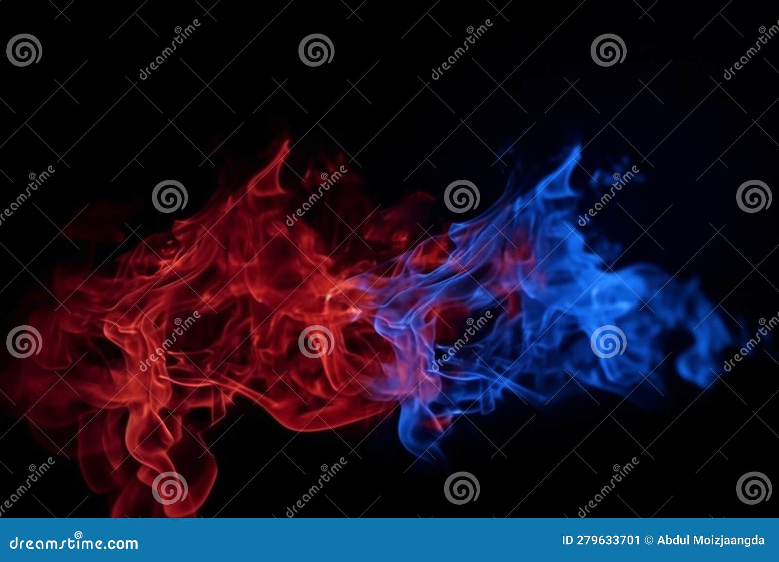 Dynamic Blue and Red Fire in Isolation Against a Black Background Stock ...