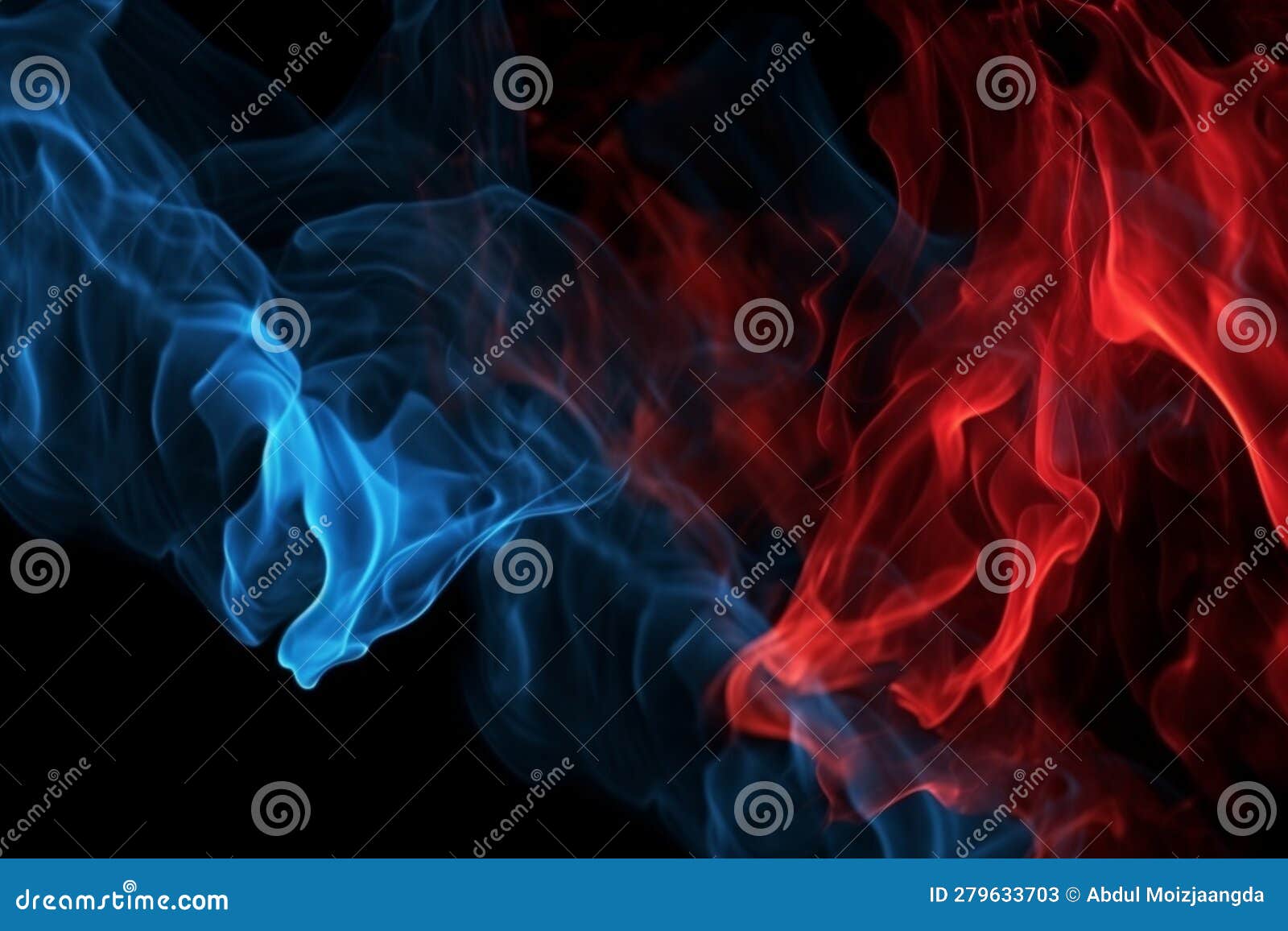 Dynamic Blue and Red Fire in Isolation Against a Black Background Stock ...