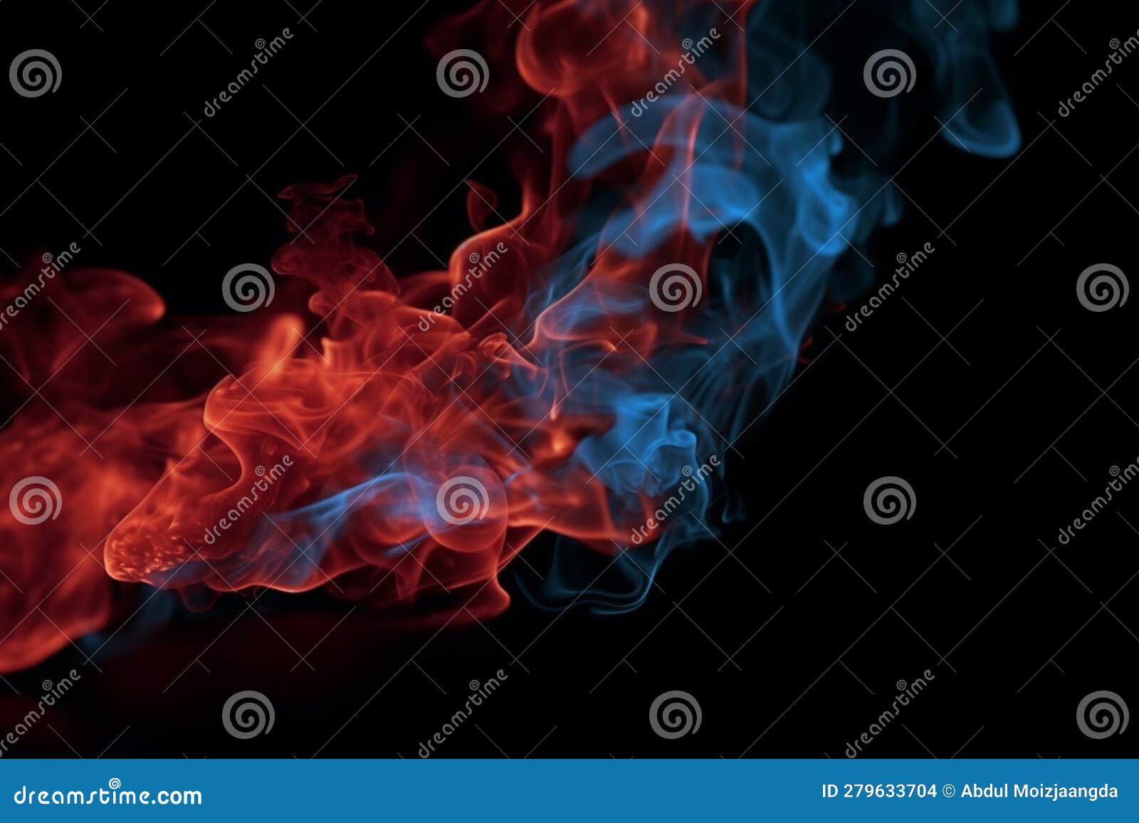 Dynamic Blue and Red Fire in Isolation Against a Black Background Stock ...