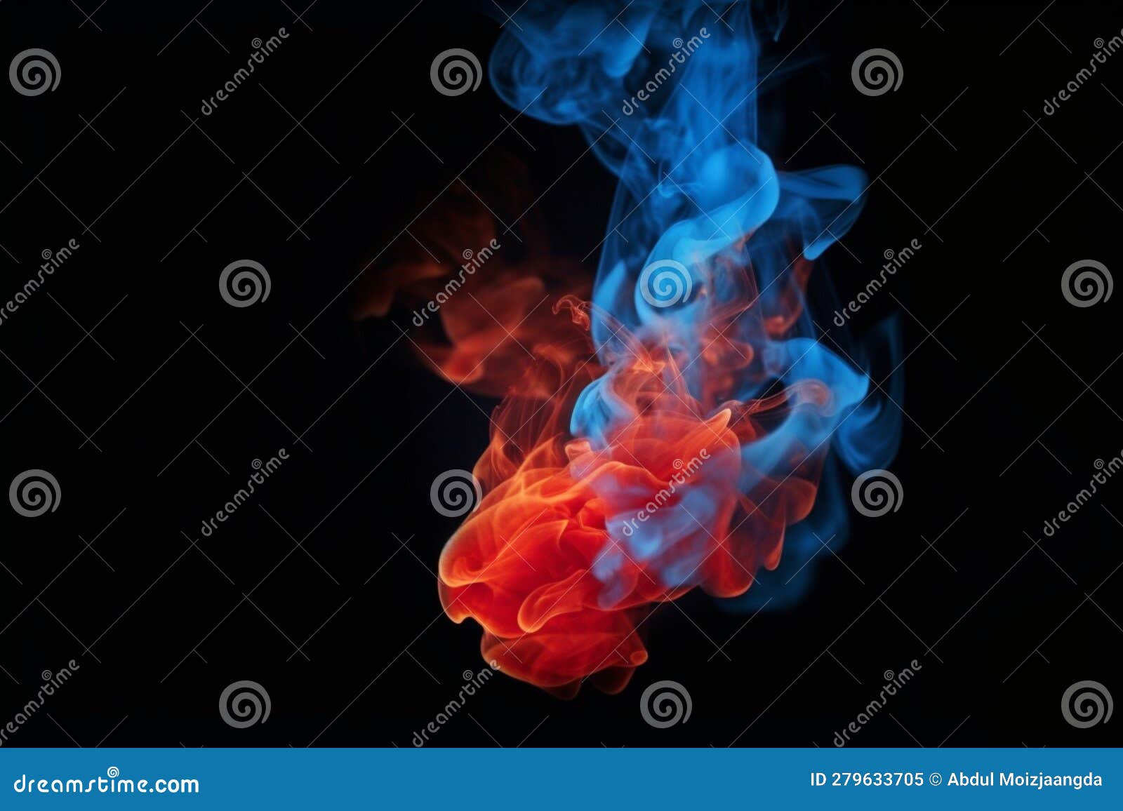 Dynamic Blue and Red Fire in Isolation Against a Black Background Stock ...