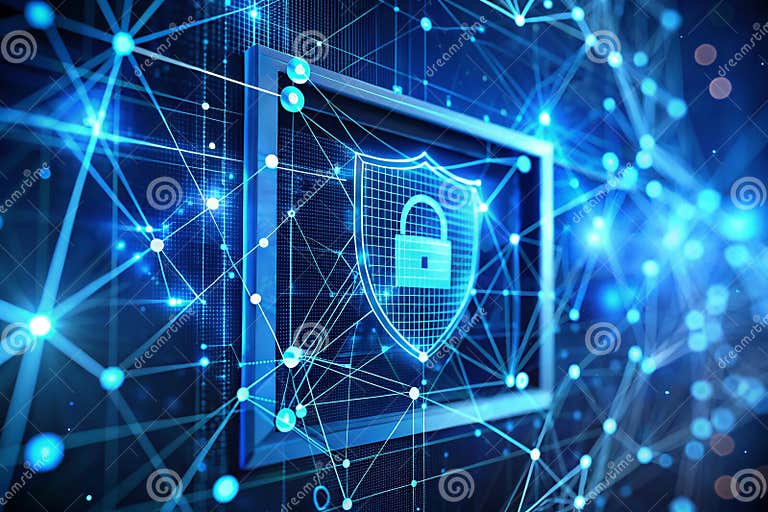 Dynamic Blue Security System HUD Interface a Futuristic Polygon Plexus ...