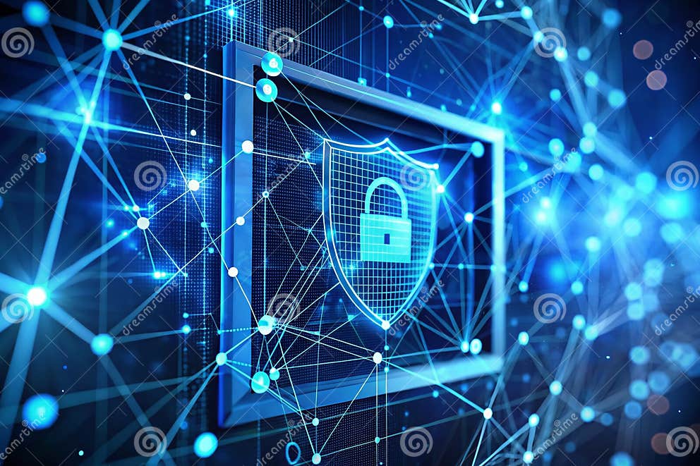 Dynamic Blue Security System HUD Interface a Futuristic Polygon Plexus ...