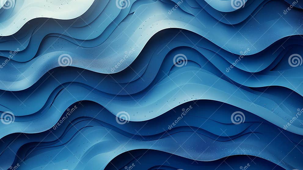 Dynamic Blue Waves, Abstract Fluidity, Captivating Visual Rhythm. Stock Illustration ...