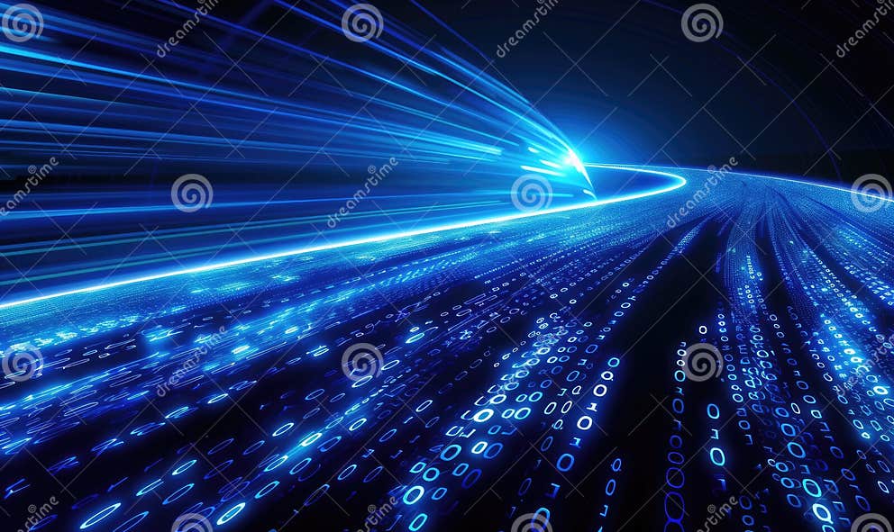 Dynamic Blur Light with Binary Code Zero and One Computer Language. Data Transfer Banner Concept ...