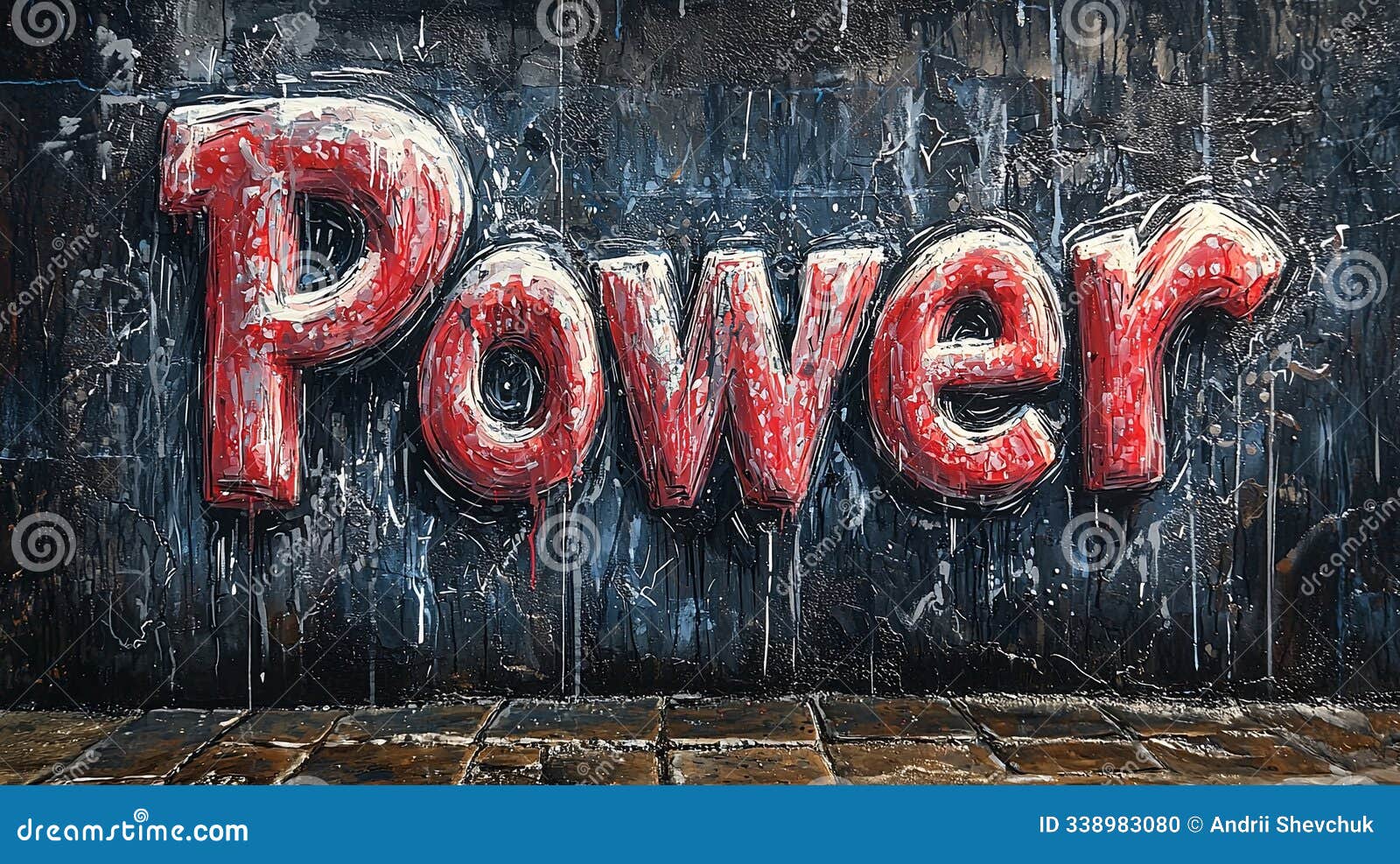 Bold Graffiti Art with the Word Power in Vivid Colors Stock ...