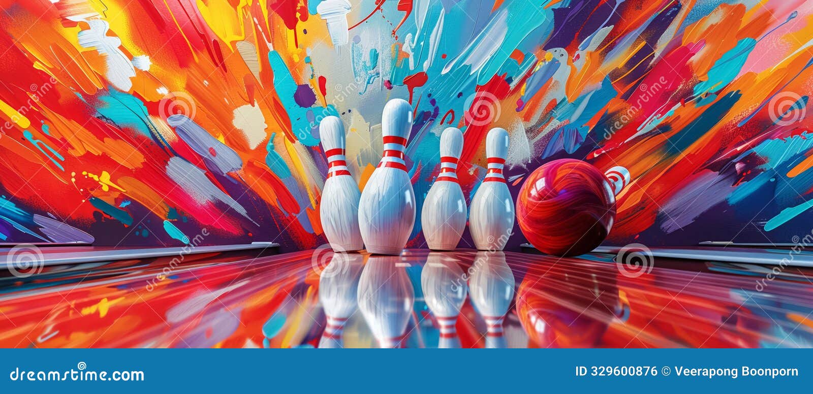 Dynamic Bowling Clipart, Actionpacked Scene with Pins Flying, Vibrant ...
