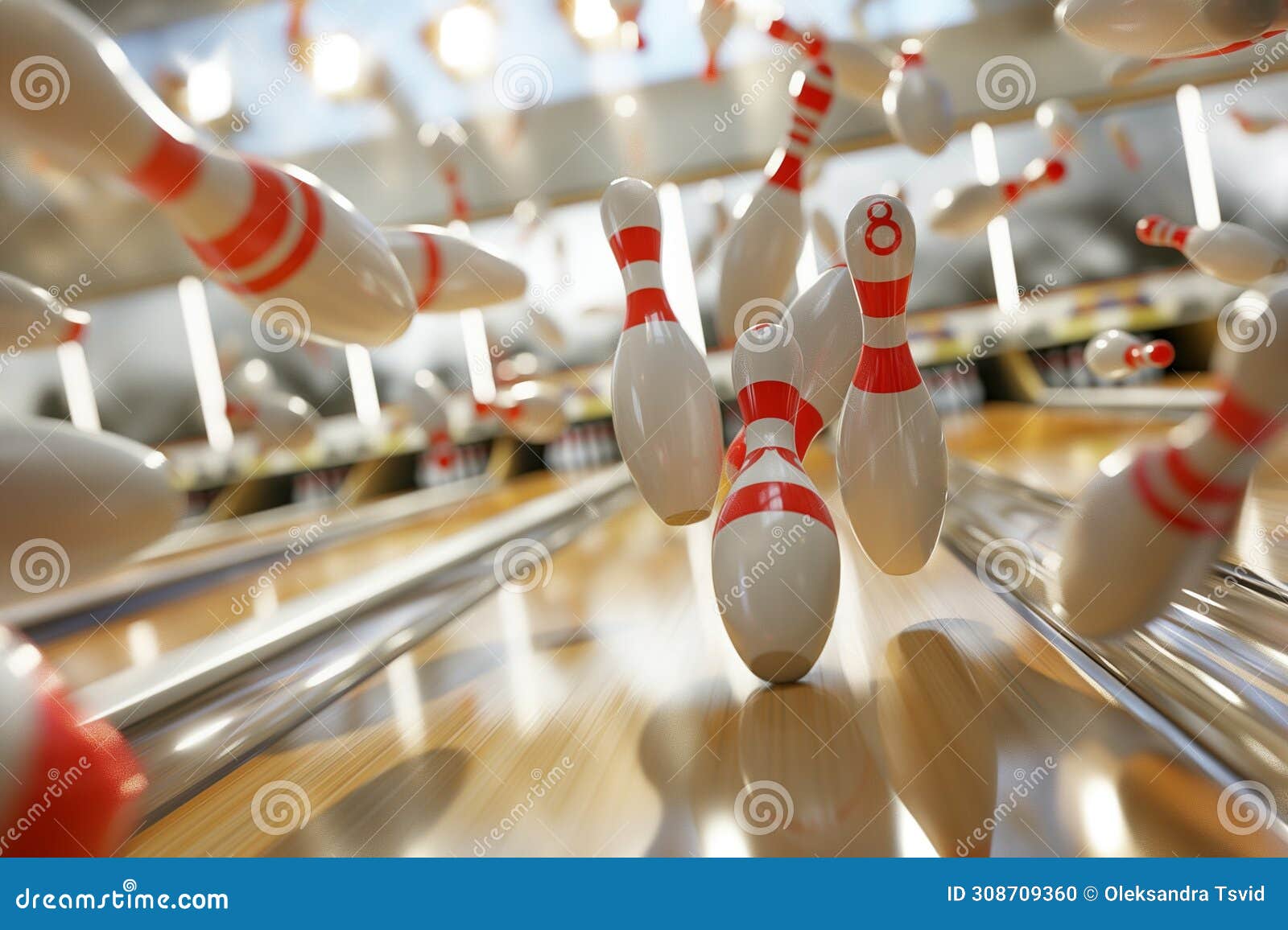 Dynamic Bowling Scene, Breaks the Pins Stock Photo - Image of alley ...