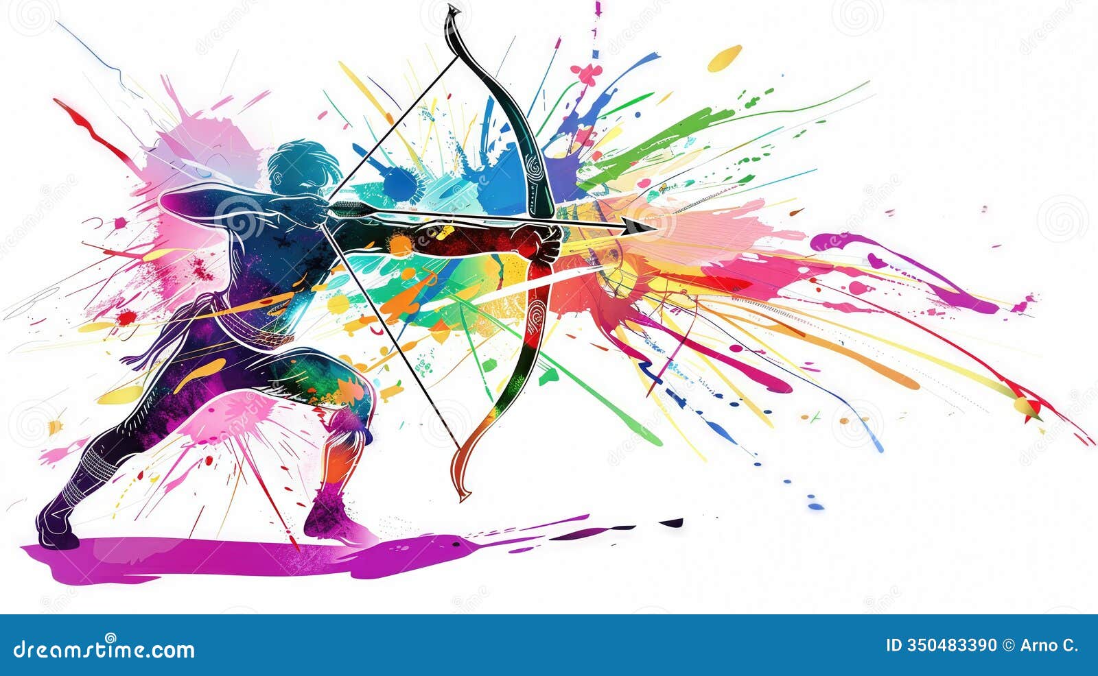 Skilled Archer Aiming His Bow In A Serene Forest Setting Vector ...