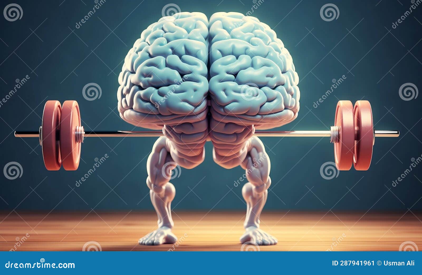 Dynamic Brain Workout Powerlifting the Mind. AI Stock Illustration ...