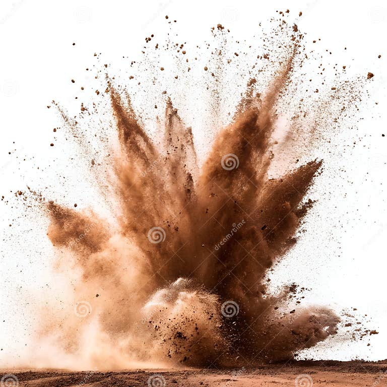 Dynamic Brown Powder Explosion Isolated on White Background Stock ...