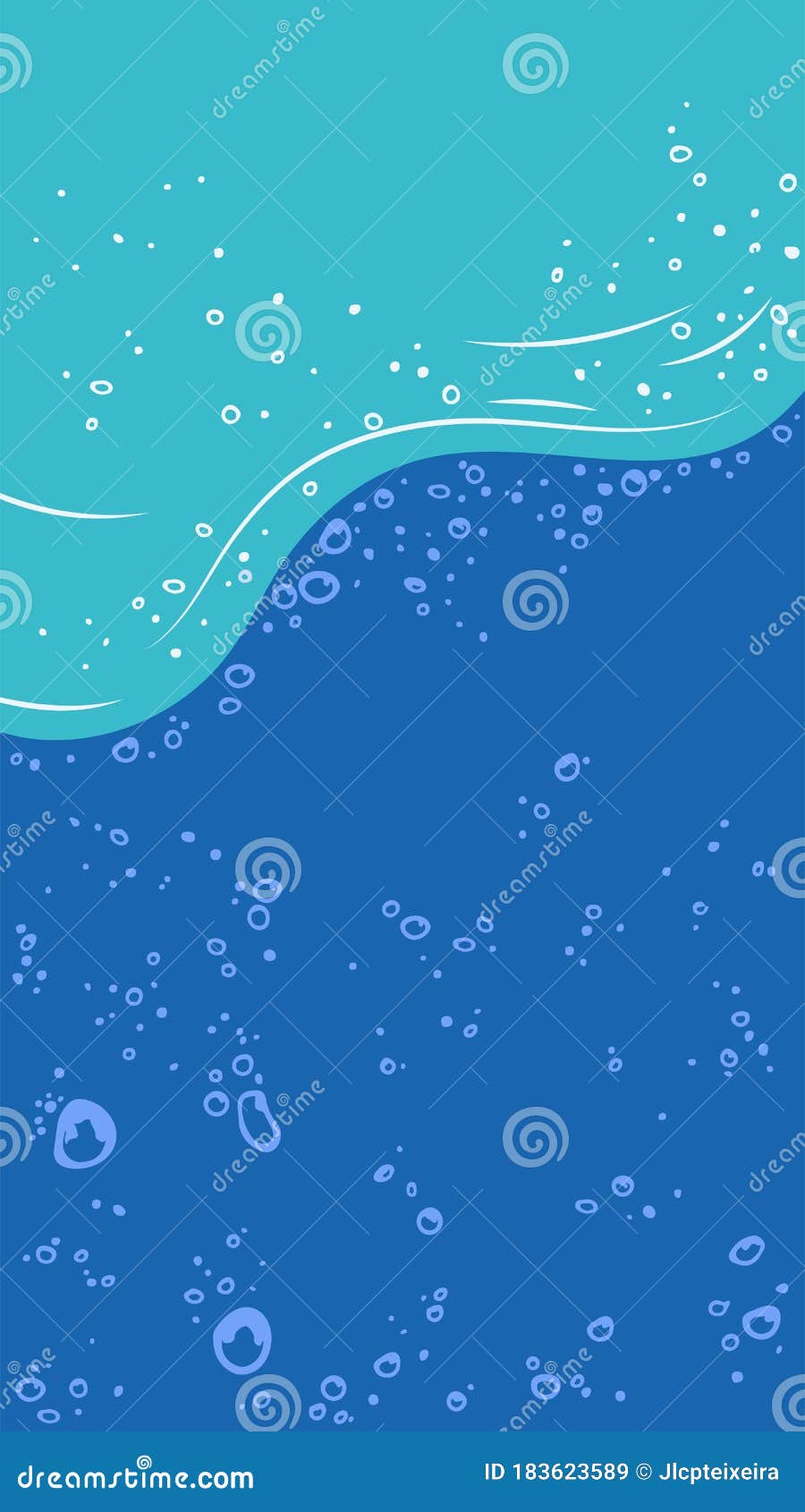 Blue Wavy Water Line Vertical Vector Illustration Stock Illustration ...
