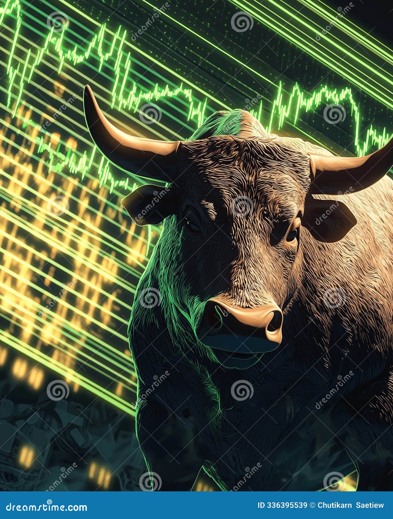 Dynamic Bull Market Surge, AI Generated Stock Illustration ...