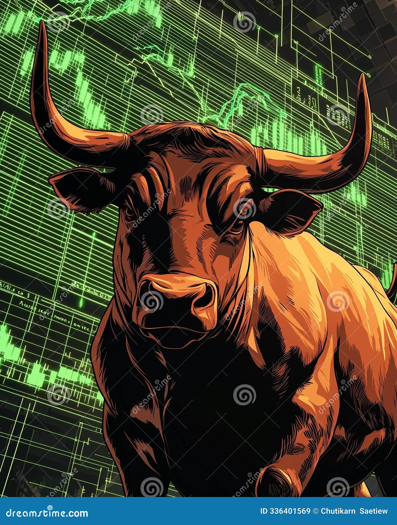 Dynamic Bull Market Surge, AI Generated Stock Illustration ...