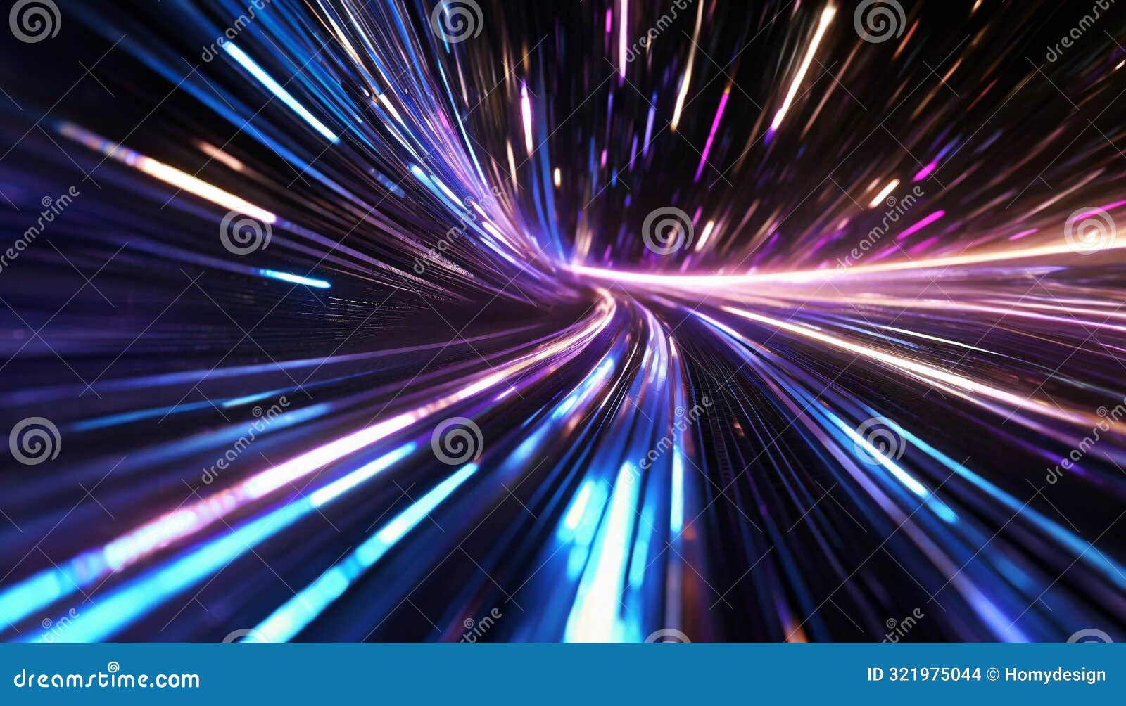A Dynamic Burst of Blue and Purple Light Streaks Creating a Sense of ...