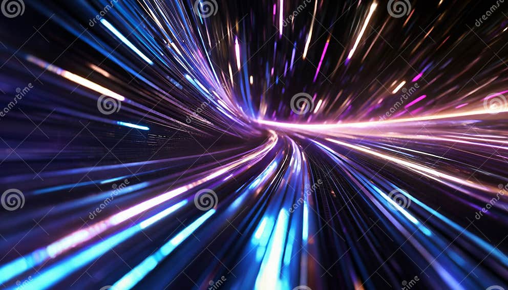 A Dynamic Burst of Blue and Purple Light Streaks Creating a Sense of ...