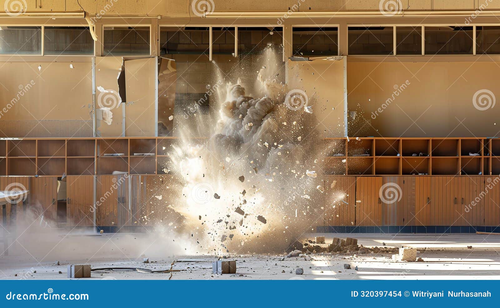 Dynamic Burst, Wall Explosion Forms Vacant Center Area. Generative Ai ...