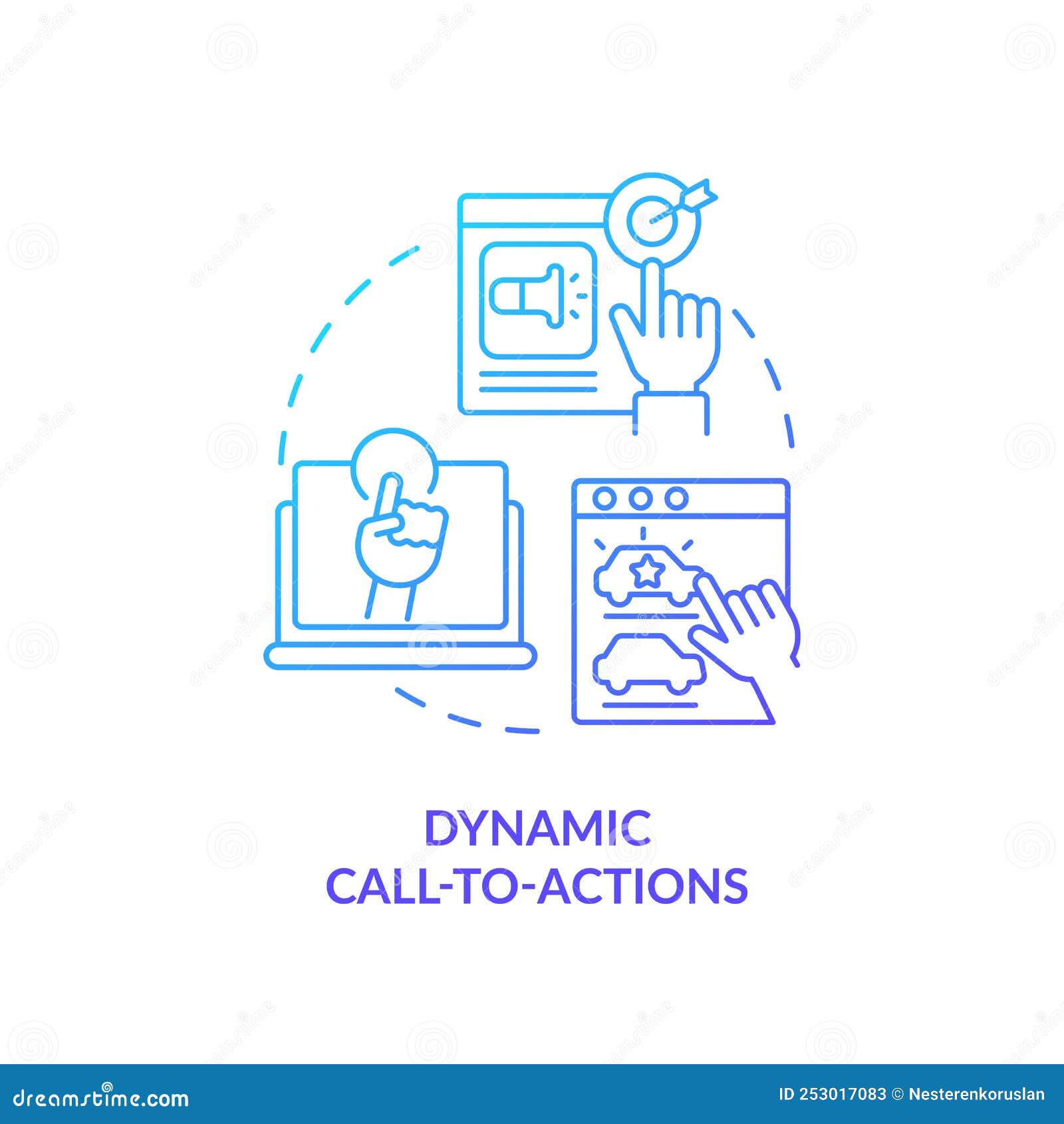 Dynamic Call-to-actions Blue Gradient Concept Icon Stock Vector ...
