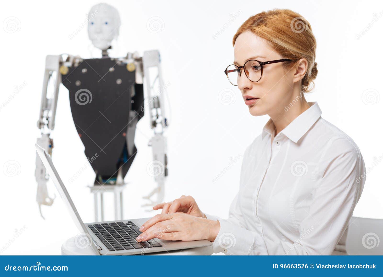 Dynamic Capable Woman Analyzing Empiric Data Stock Photo - Image of ...