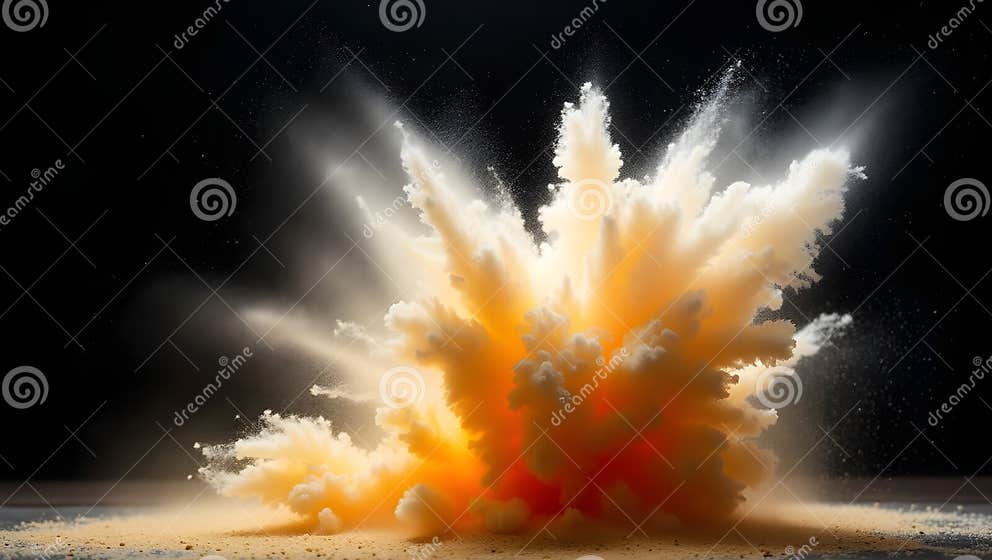 Dynamic Capture of Flour Dust Exploding in Vibrant Colors Stock ...