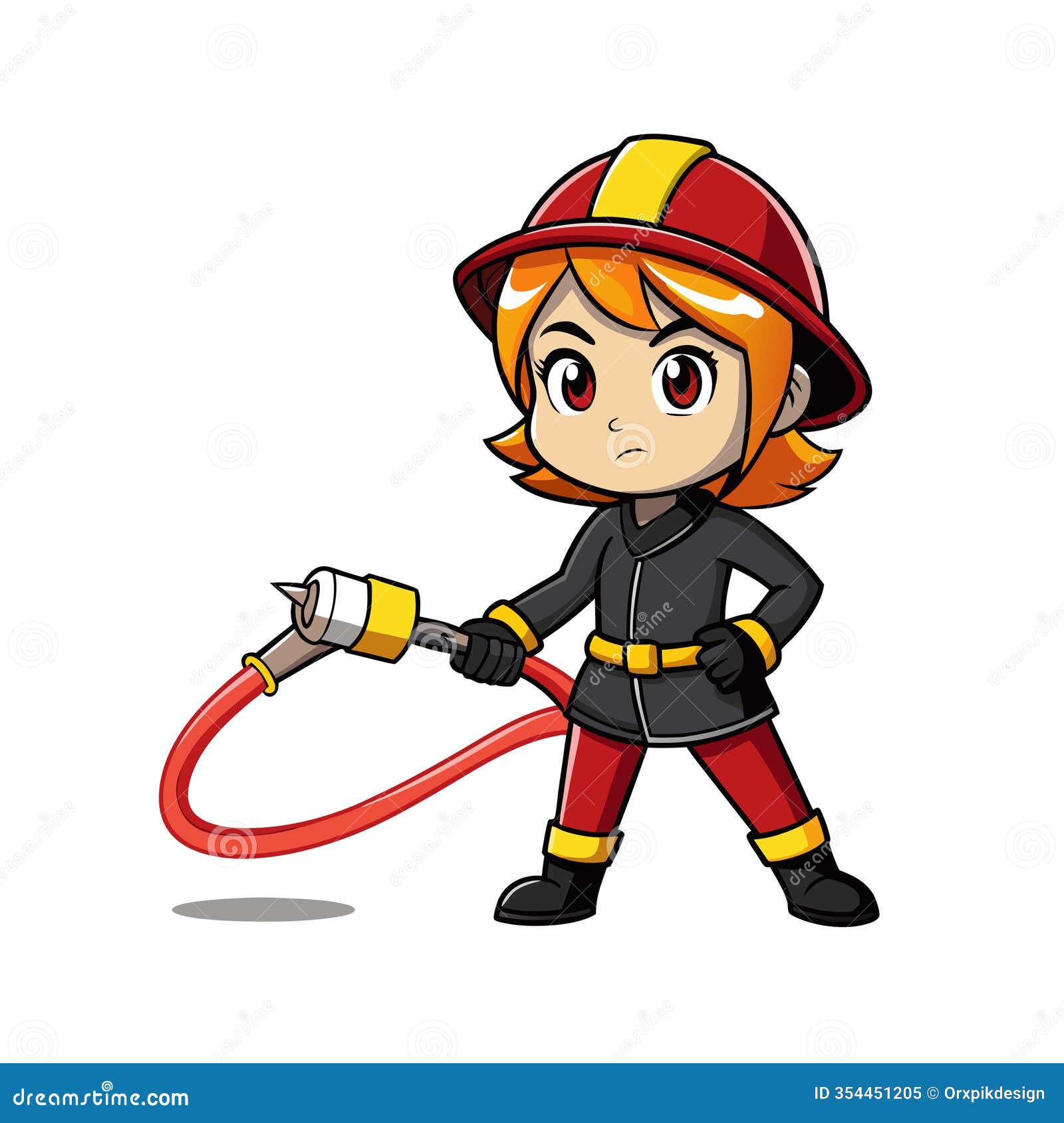 Dynamic Cartoon Girl Firefighter Stock Vector - Illustration of action ...