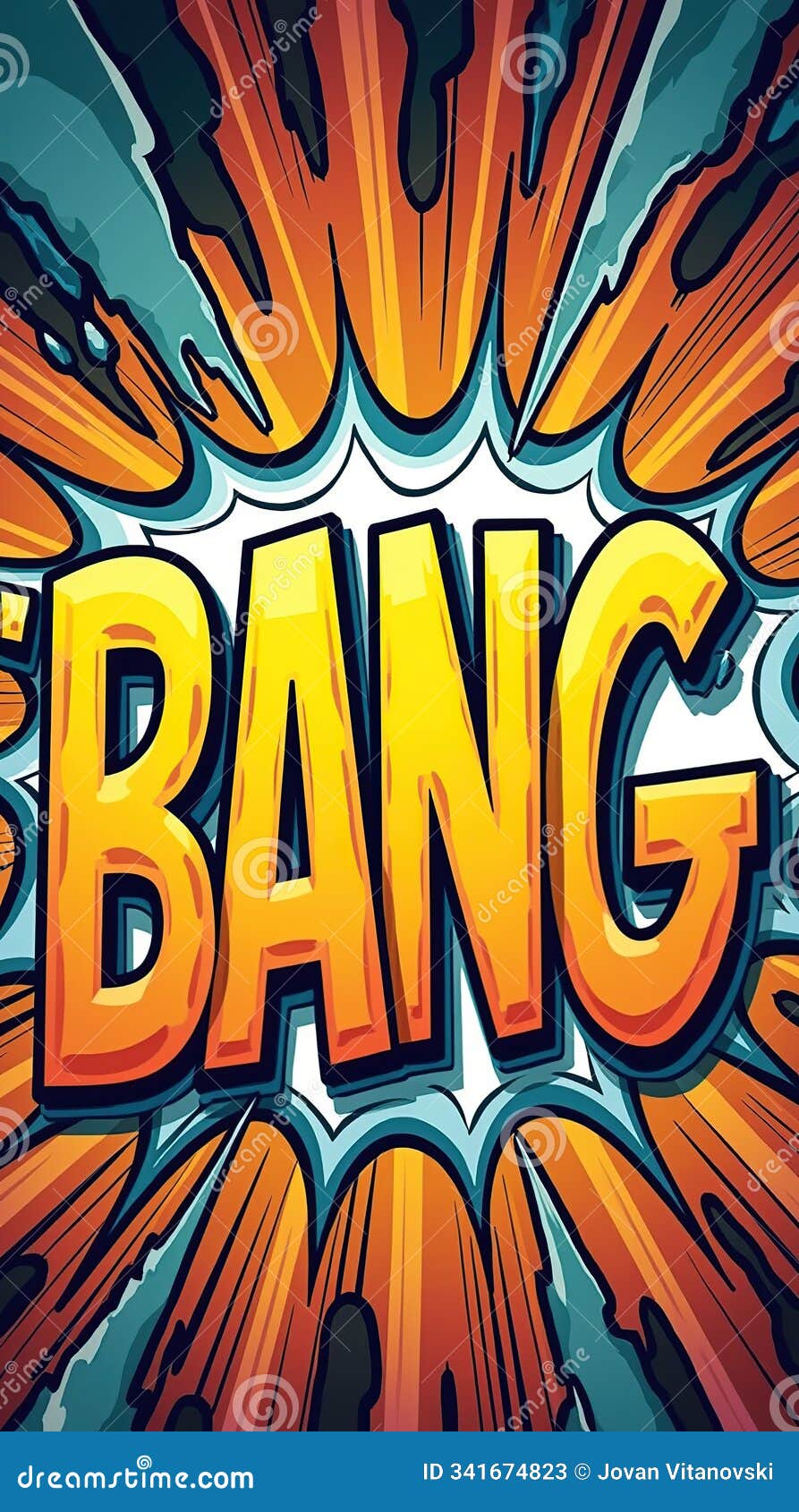 Dynamic Cartoon Style Comic Caption with Bold 3D Text Bang Stock ...