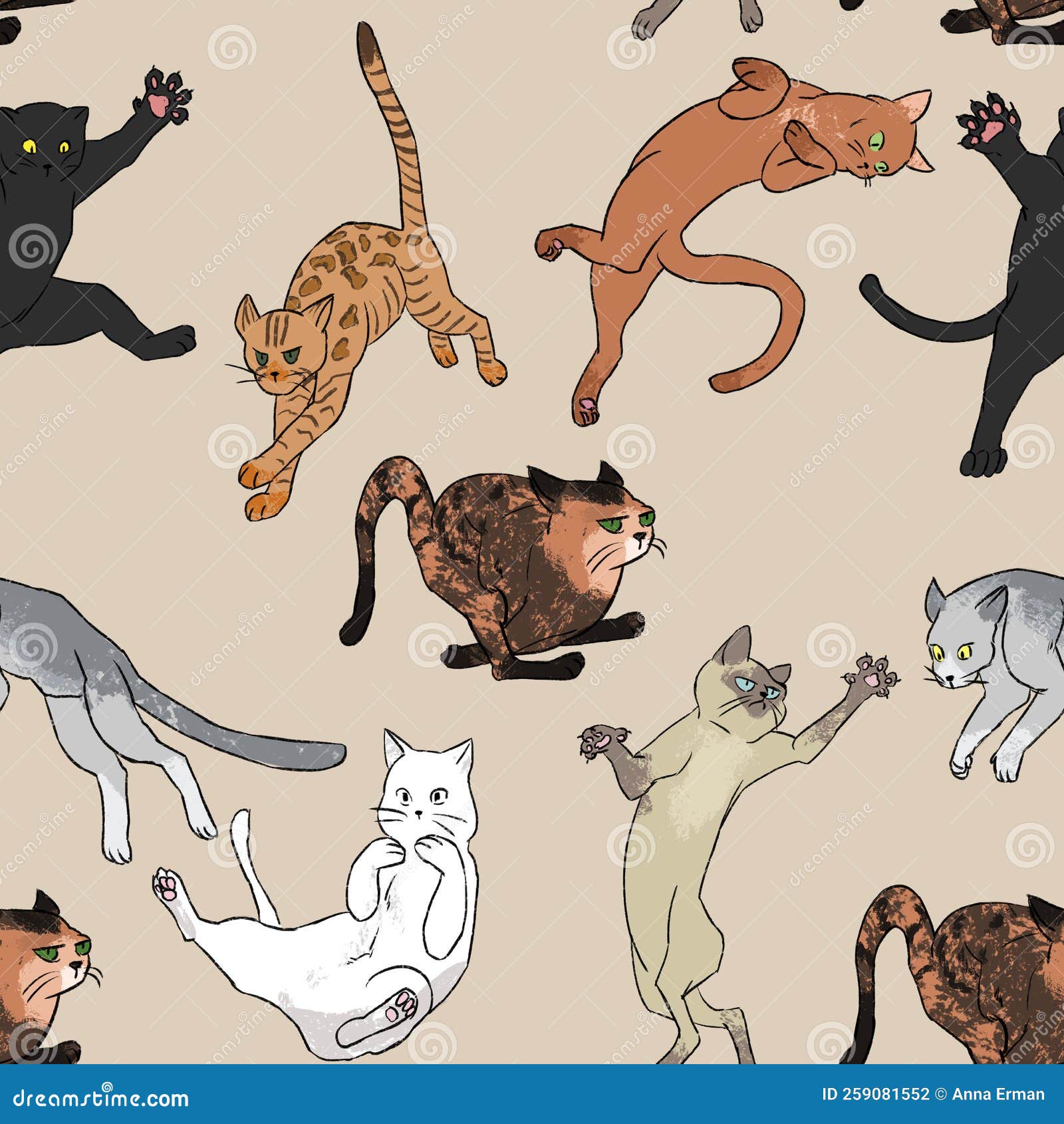 Dynamic Cats in Different Poses Stock Illustration - Illustration of ...