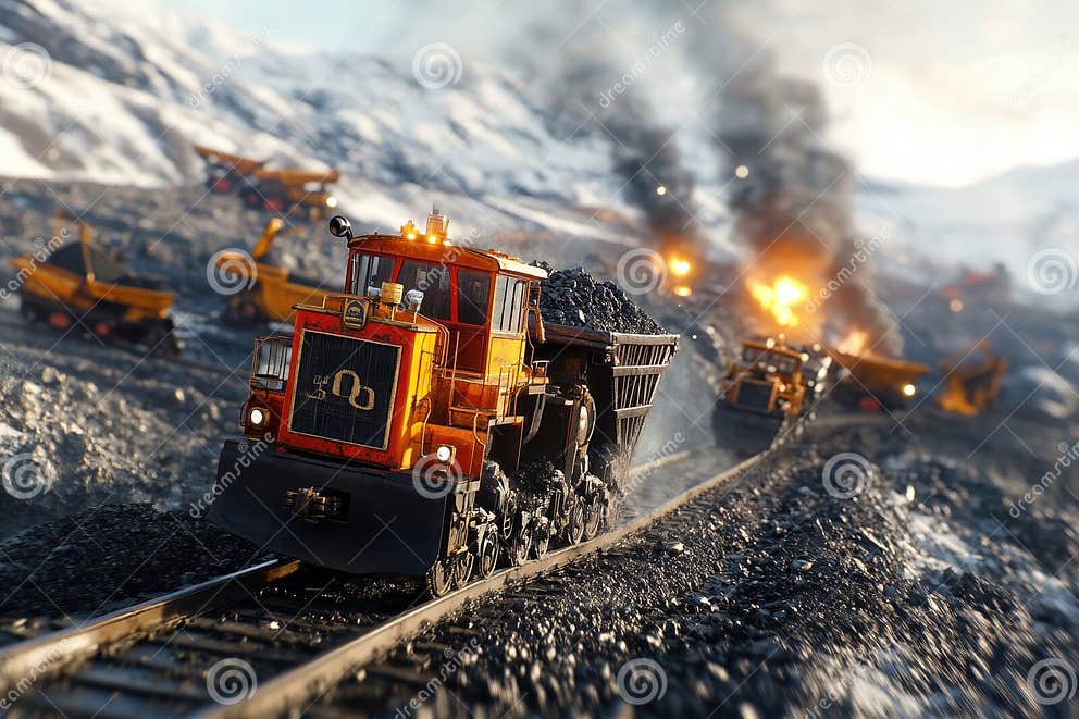 Dynamic CGI Rendering of Coal Mining Operations Stock Illustration ...