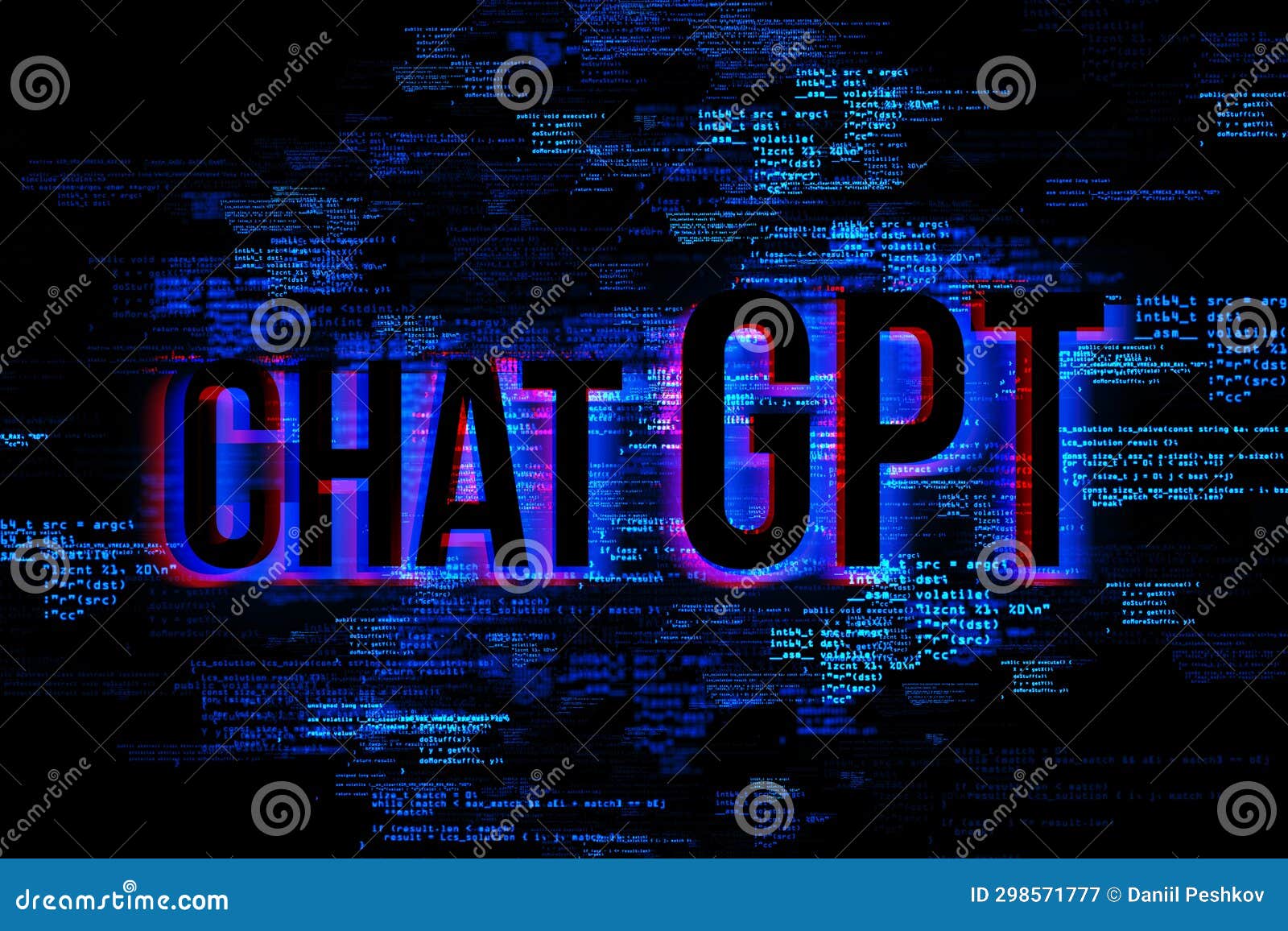 Dynamic Chat Gpt Text Overlaying Coding Language, Representing AI and ...