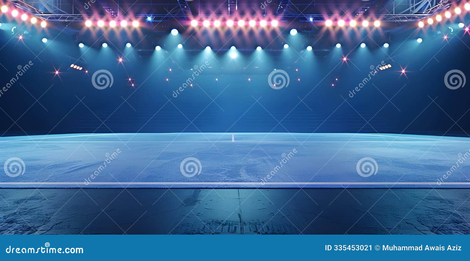 Dynamic Cheerleading Arena, Tumbling Mat with Stadium Lights Background ...