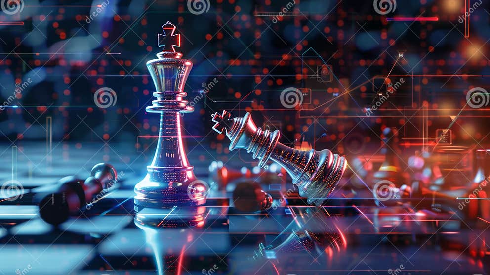 Dynamic Chess Match the King is in Check with Stunning Futuristic ...