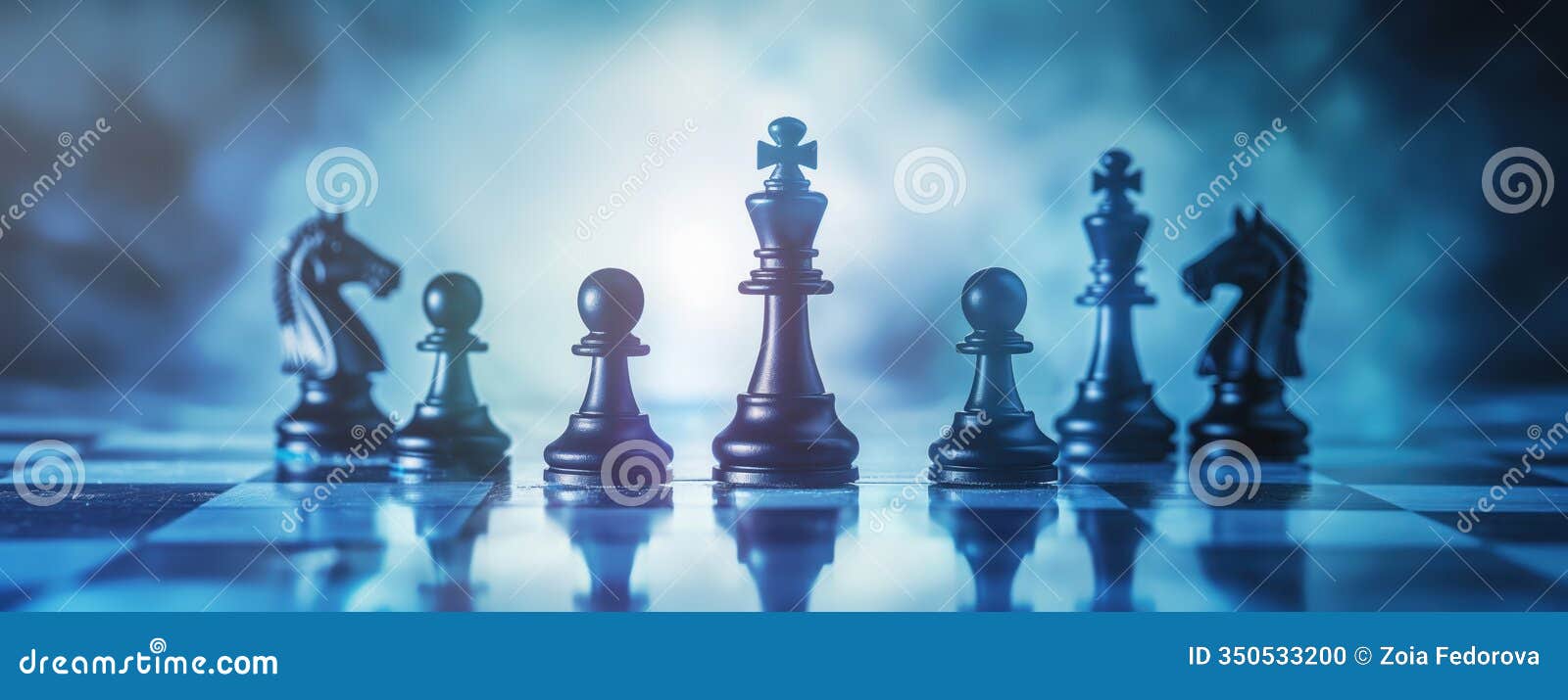 Dynamic Chess Pieces Arranged on a Board. Generative AI Stock Photo ...