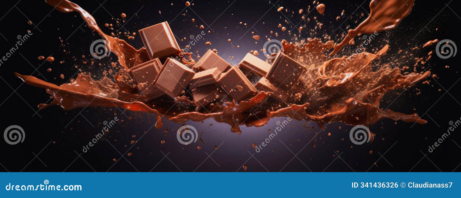 A Dynamic Chocolate Splash Featuring Bars Cascading through Rich ...