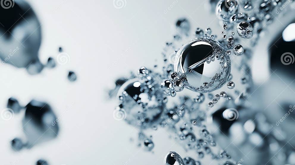 Dynamic Chrome Effect Particles Floating in a Modern Abstract Setting ...