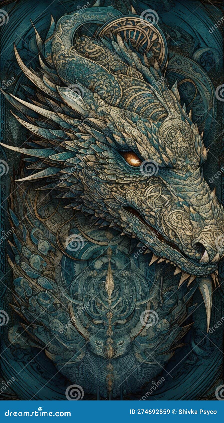 Dynamic Chromo Lithographic Print Mighty Designer Dragon Generative AI ...