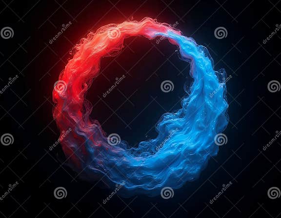 Dynamic Circular Flow of Red and Blue Light Creating an Artistic Visual ...