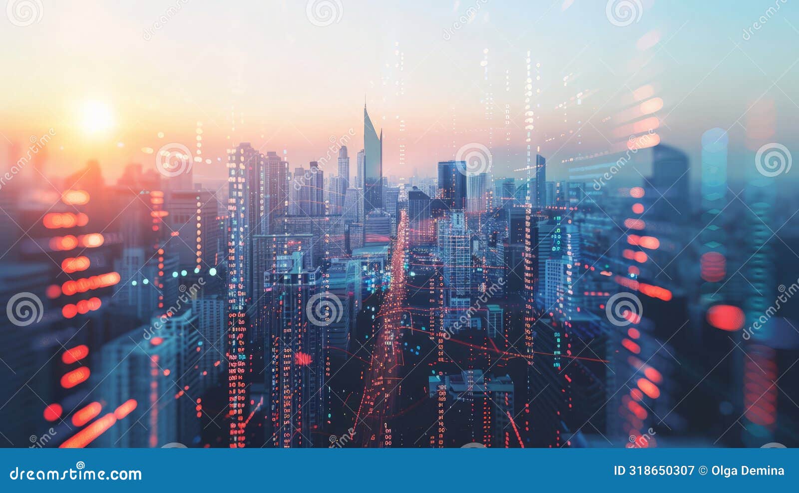 Dynamic City Skyline with Digital Financial Data Visualization ...