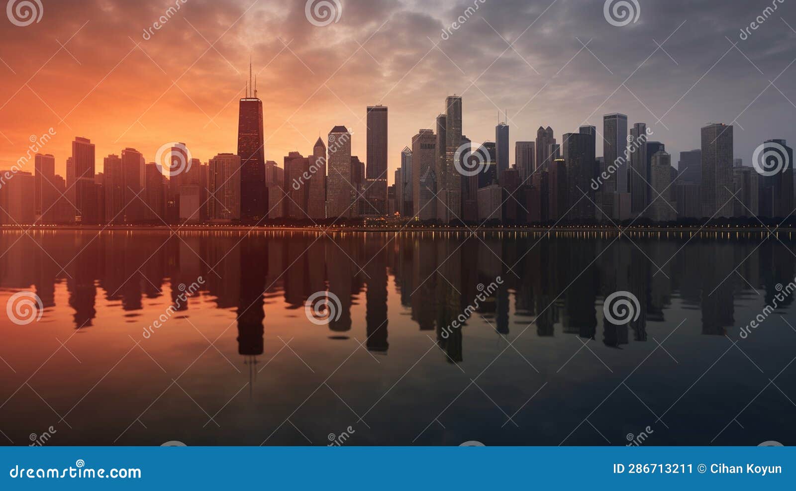 Dynamic Cityscape of Chicago Stock Illustration - Illustration of ...