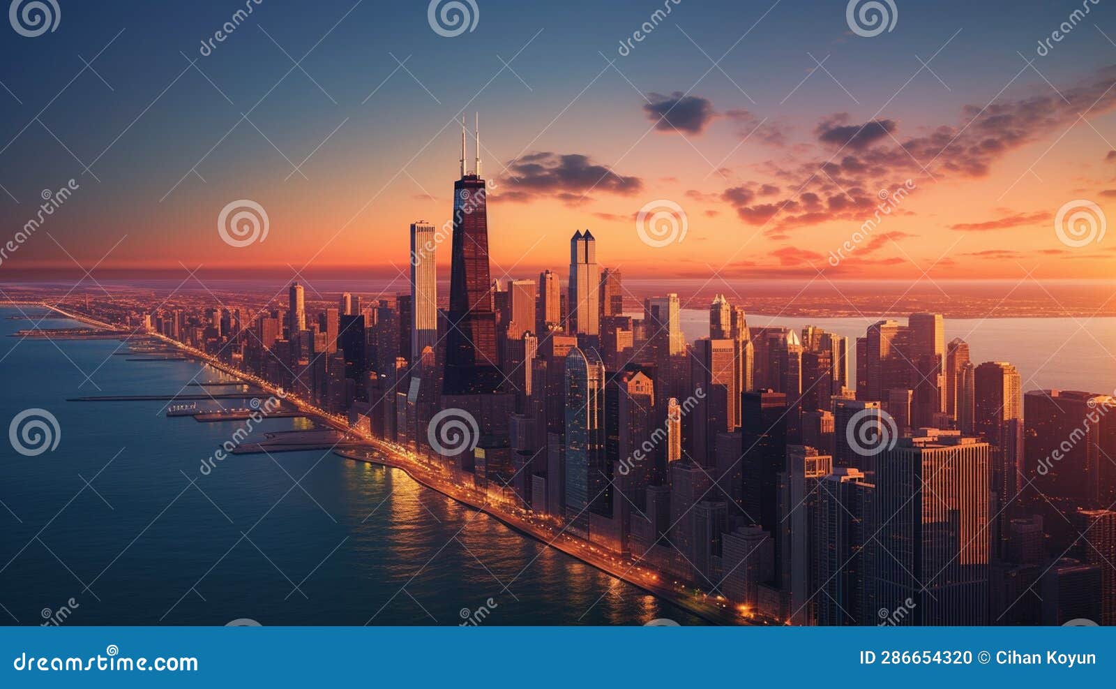 Dynamic Cityscape: Chicago Skyline Stock Illustration - Illustration of ...