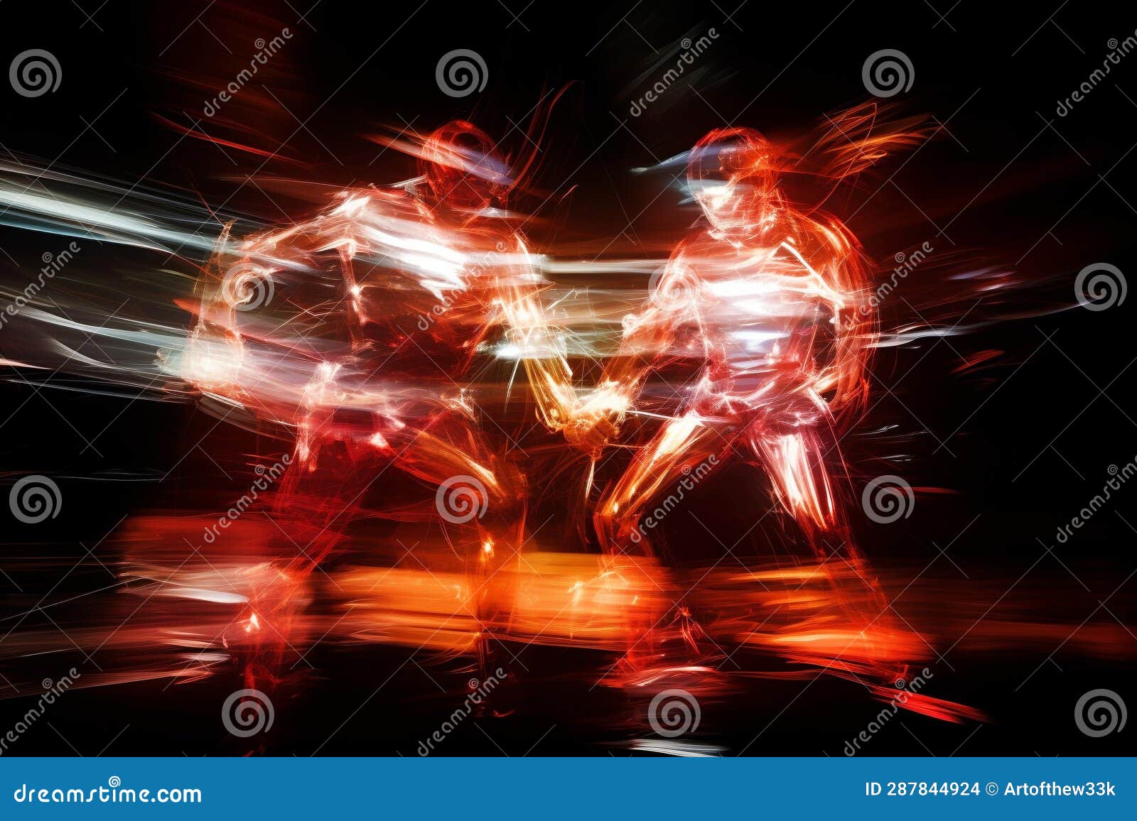 Dynamic Clash: Abstract Motion Blur of Intense Boxing Match Stock ...