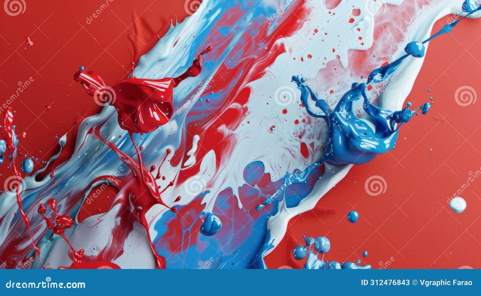Dynamic Clash of Red and Blue Paint Splashes Stock Image - Image of ...