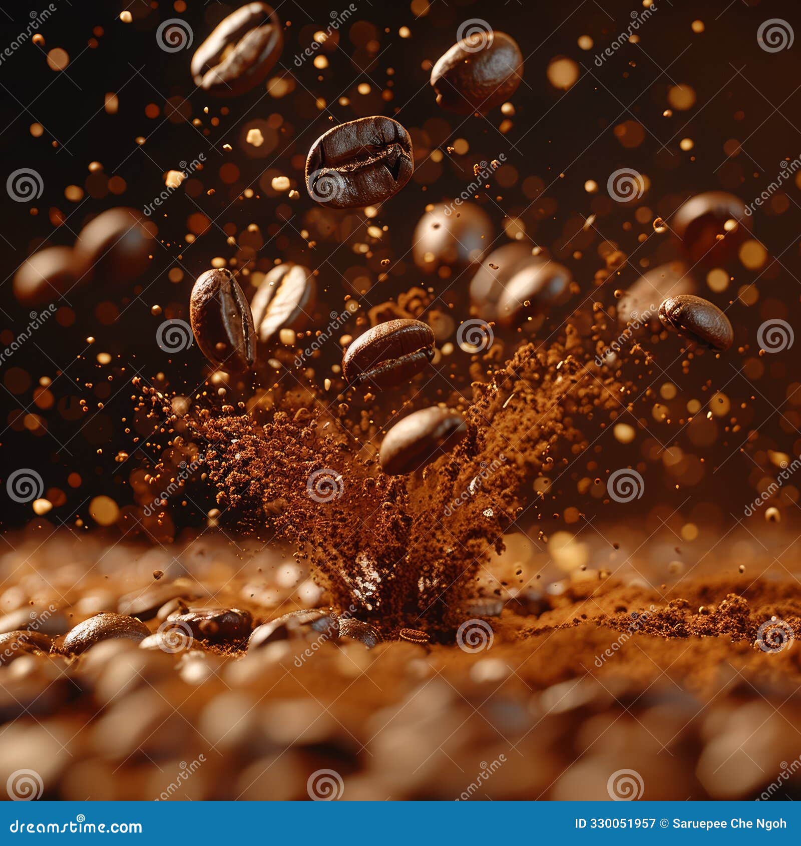 Dynamic CloseUp of Coffee Beans Exploding in MidAir with Coffee Grounds ...