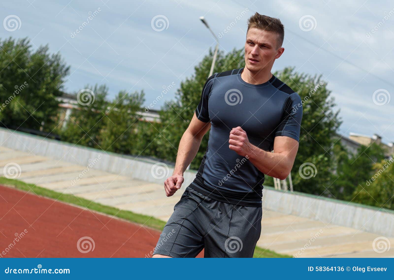 Dynamic Close Up Shot of Running Man on the Stock Photo - Image of ...