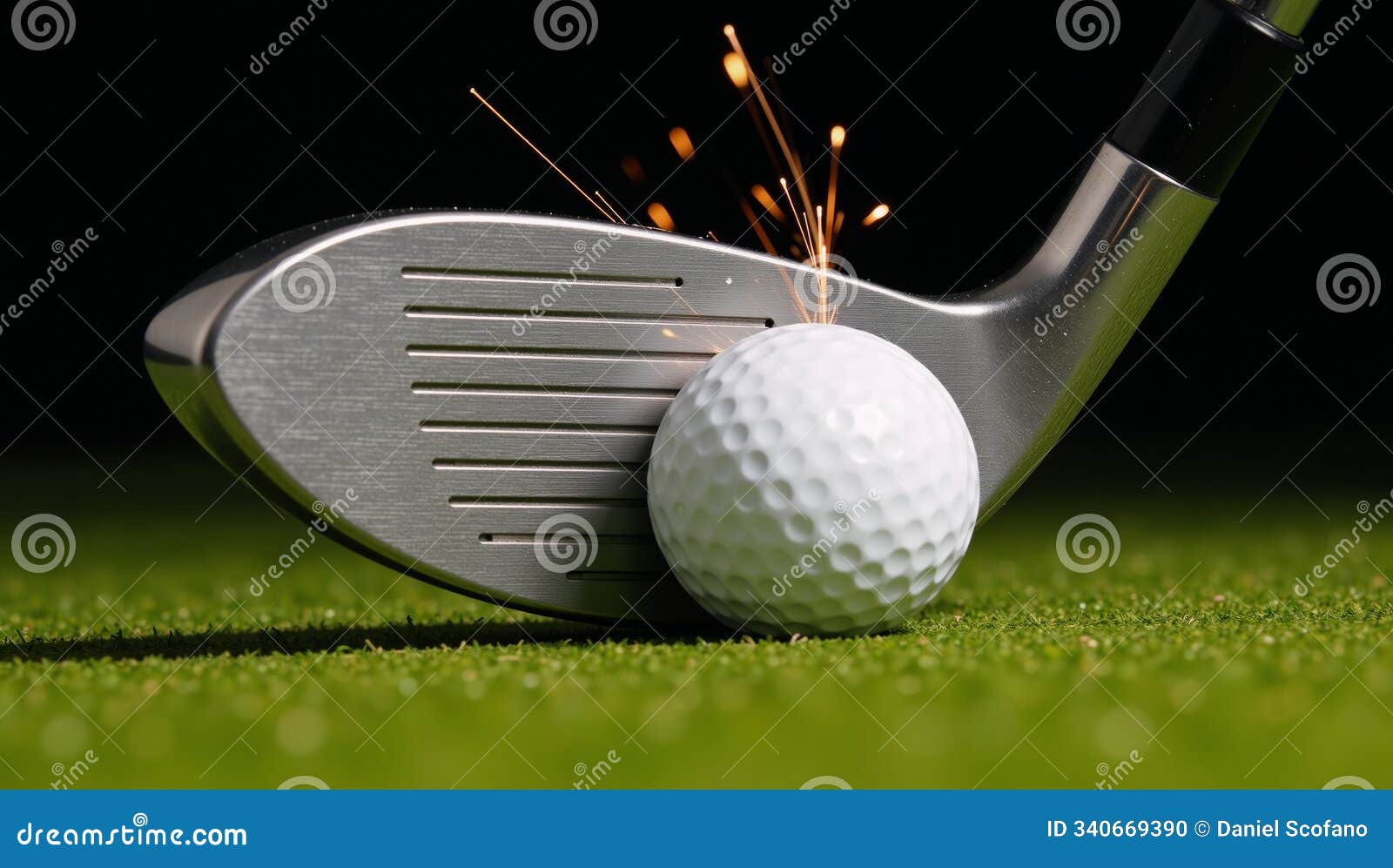 Dynamic Closeup of Golf Ball Impact with Sparking Droplets Amidst a ...