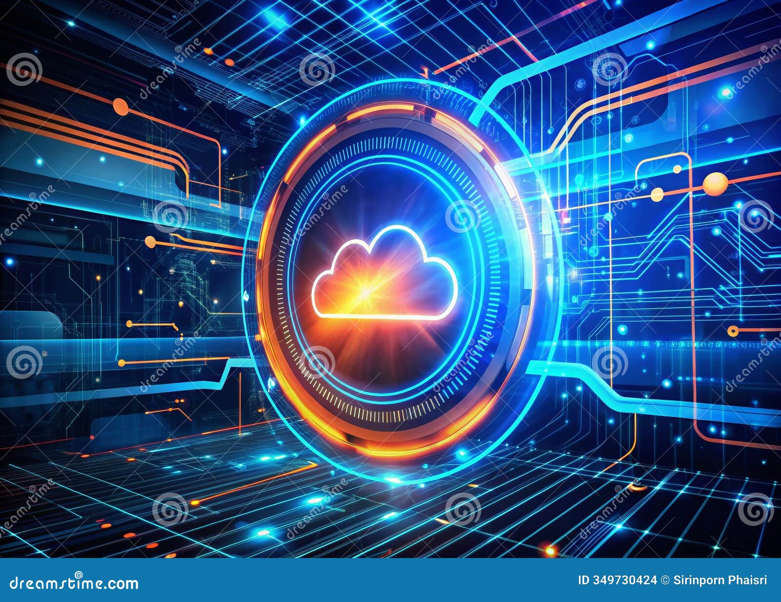 Dynamic Cloud Computing Logo Futuristic Big Data Backup and Recovery ...