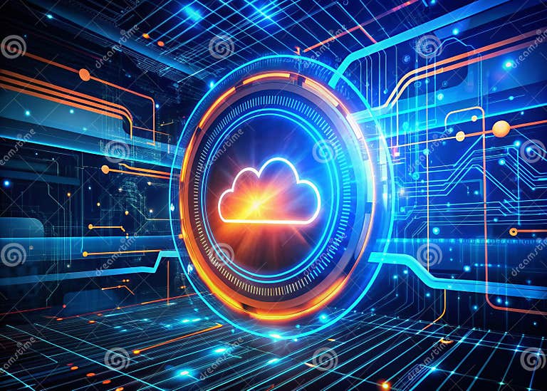 Dynamic Cloud Computing Logo Futuristic Big Data Backup and Recovery ...