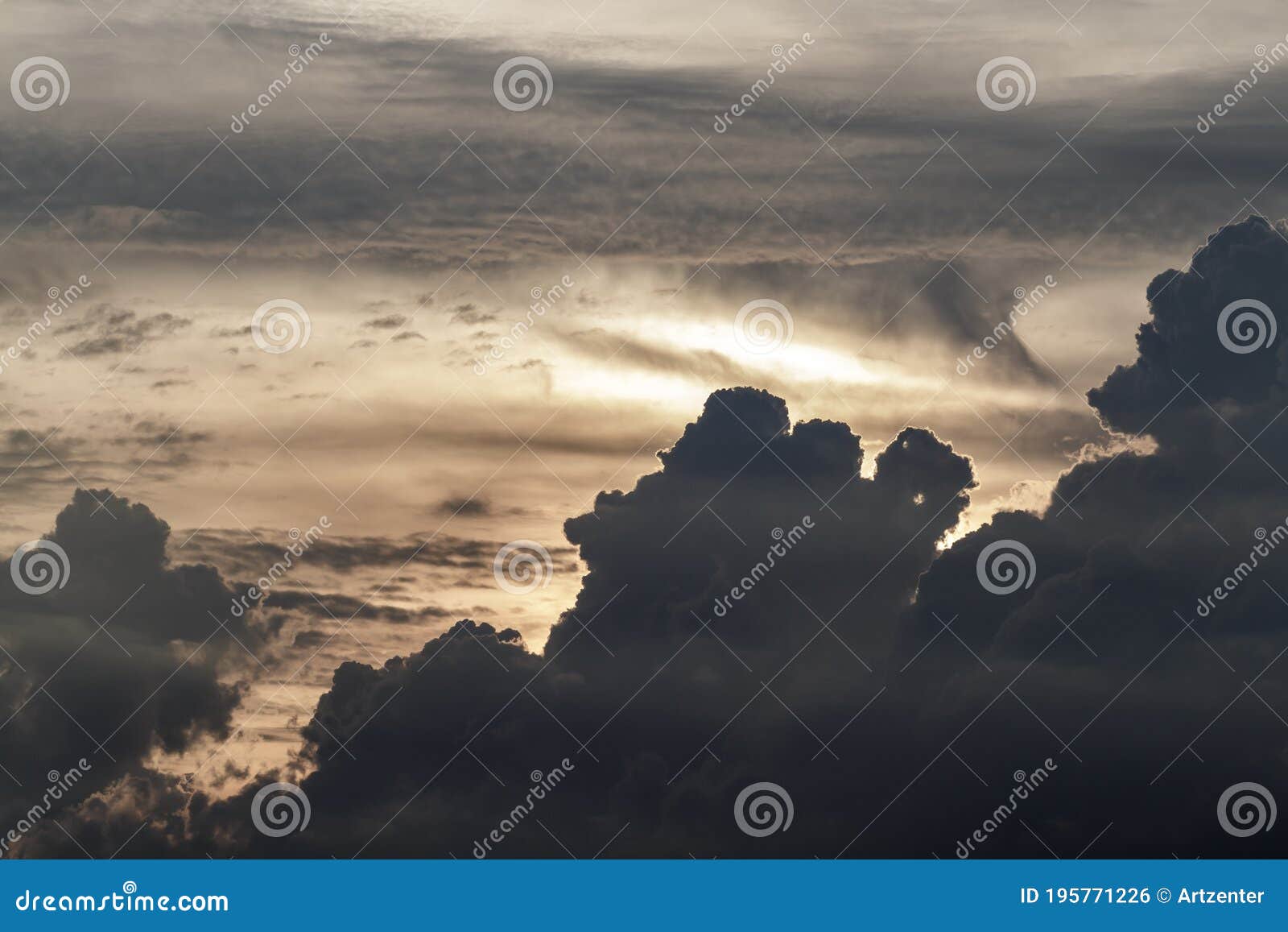 Dynamic clouds at sunset stock photo. Image of lighting - 195771226